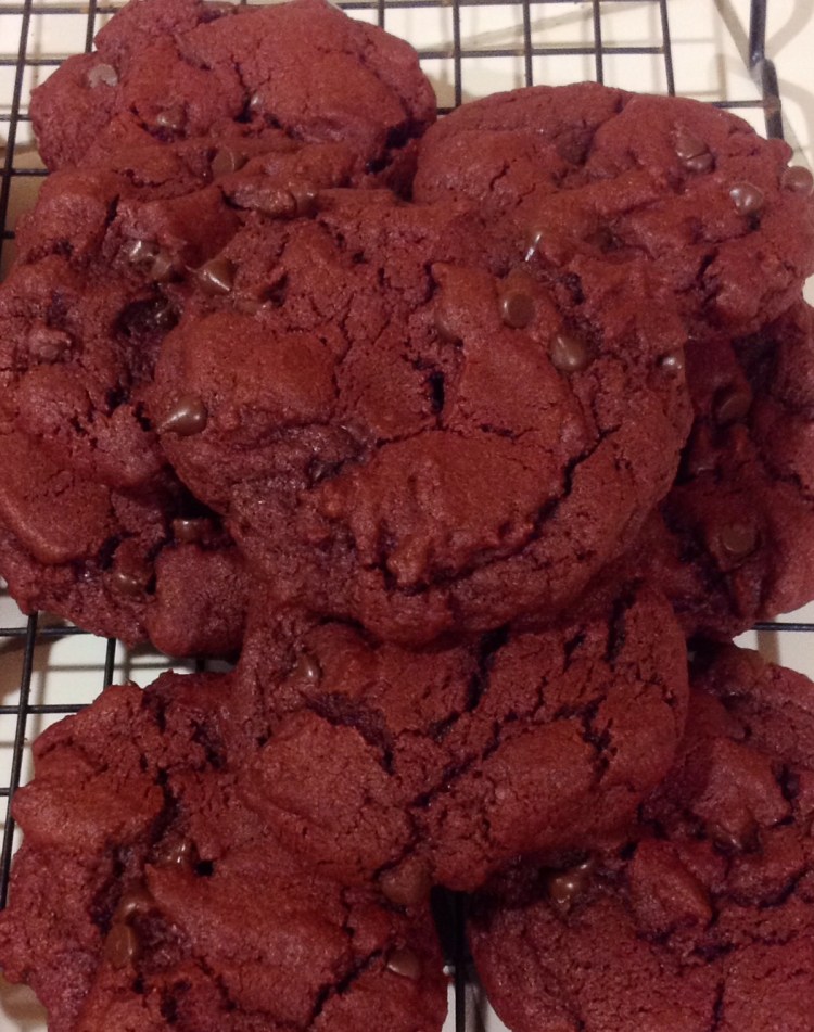 Red Velvet Chocolate Chip Cookies.